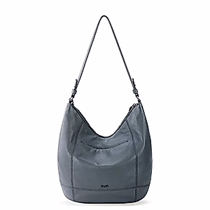 The Sak Womens Leather, & Silhouette, Sequoia Hobo Bag in Leather Soft Slouchy Silhouette Timeless Elevated Design, Dusty Blue, One Size US