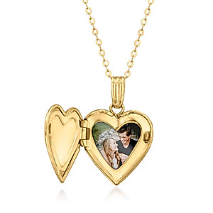 Canaria Single-Initial - 10kt Yellow Gold Heart Locket Necklace. 16 inches