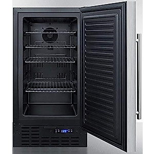 Summit Appliance FF1843BSSADA ADA Compliant 18" Wide Built-in Undercounter All-refrigerator with Stainless Steel Door, Black Cabinet, Digital Thermostat, Automatic Defrost and Front Lock