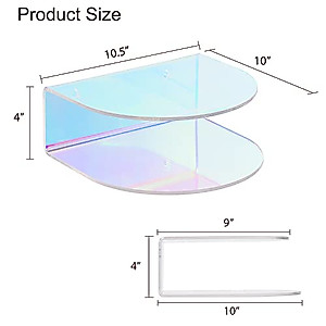 HMYHUM Acrylic Floating Nightstand, Wall Mounted Bedside Table for Bedroom, Hanging, 8 lbs Load, 10.5" L x 10" W x 4" H, Colorful
