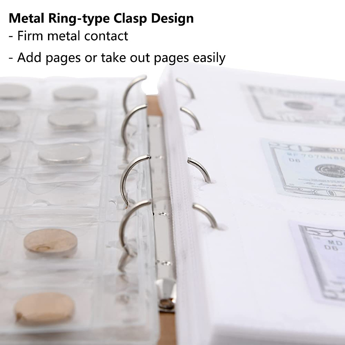 Currency Coin Album (150 Pockets Coin & 240 Pockets Banknote), Paper Money Collection Large Storage Book Supplies Holder Binder