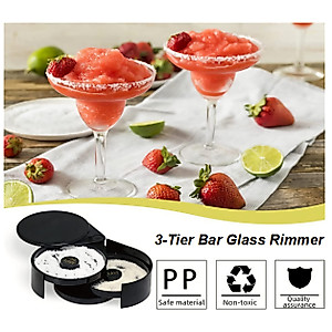 3 Tier Bar Glass Rimmer Bartender Tool with Sponge,Margarita Salt Rimmer,Margarita Salt Rimmer Set,Salt Box Spice Container,Bar Tools,Bartender Accessories