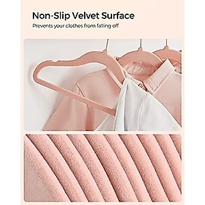 SONGMICS Kids Hangers Velvet 50 Pack, Children’s Hangers for Closet with Rose Gold Hooks, Premium Velvet Hangers for Nursery, Non-Slip Hangers, Light Pink UCRF027P01