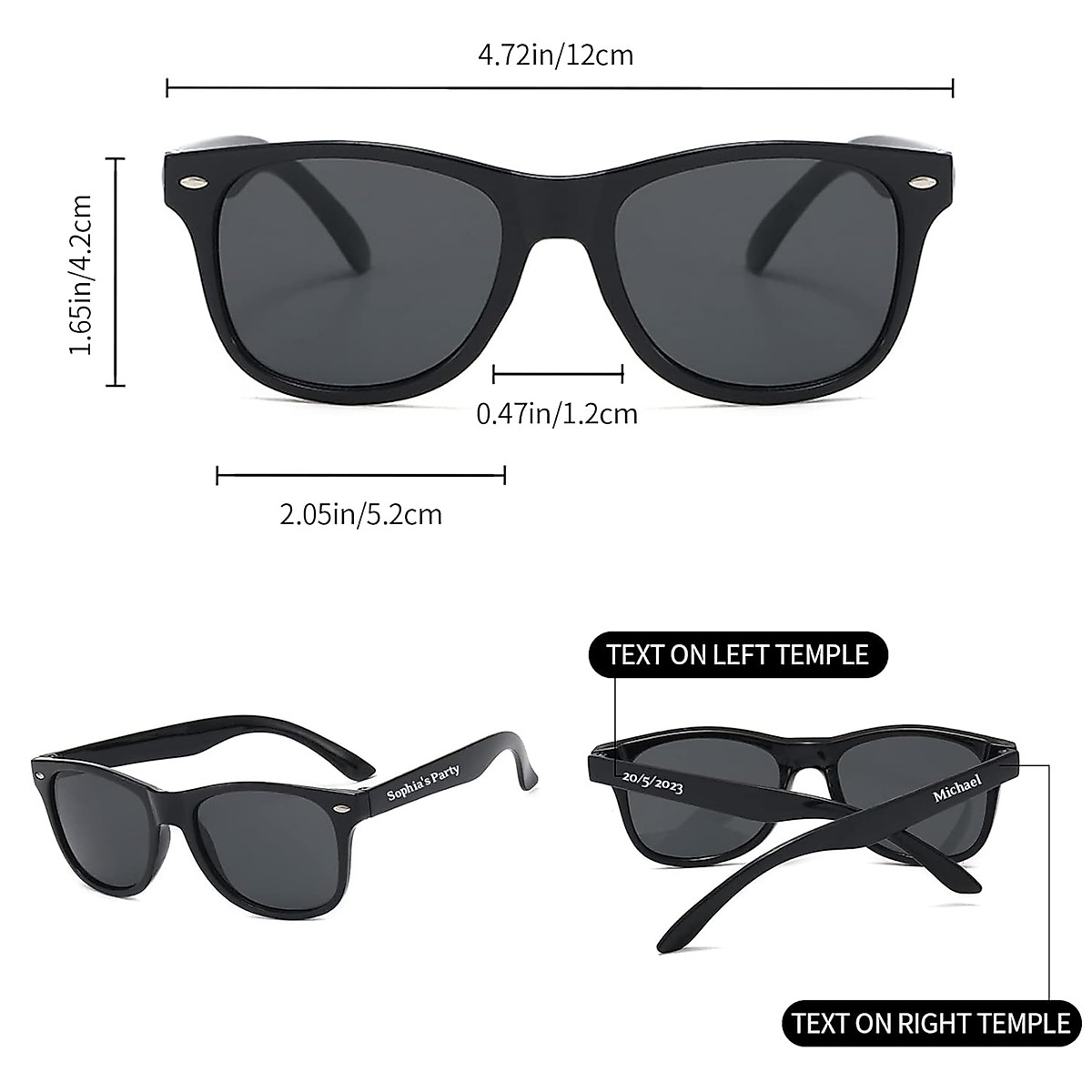 10PC Custom Sunglasses Personalized Bulk Party Favors Wedding Guests Logo School Music Show Birthday Bachelorette Bridesmaid Gifts Garden Graduate 2024 Prom Customizable Glasses (Black)