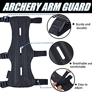 Huntingdoor Archery Armguard Finger Tab Set Arm Guards Leather Finger Guard Protective Gear for Recurve Bow and Longbow Hunting Shooting Right Hand