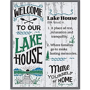 Welcome To Our Lake House Definition - Great Lake House Decor, Lake Life Art Print, Lake Decorations for Summer Home, Cabin Decoration Gift, 11x14 Unframed Typography Wood Style Art Print Poster
