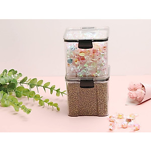 PQZKLDP 2pcs Airtight Food Storage Containers 0.7L(23.7OZ)-with Lids BPA Free Clear Plastic Kitchen and Pantry Organization Canisters for Cereal, Dry Food Flour & Sugar - Labels, Marker & Spoon Set