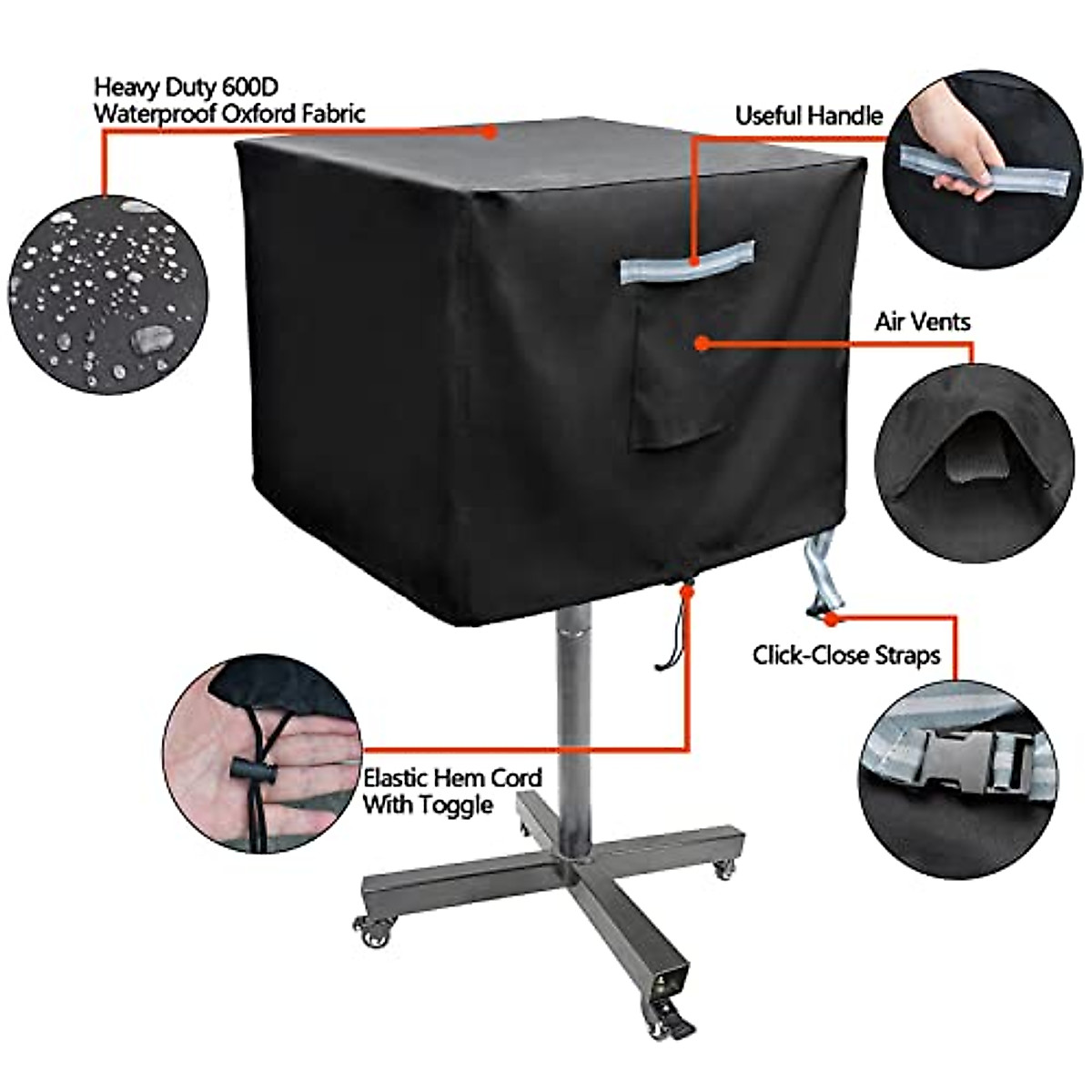 Water-Resistant 23 Inch Park Style Grill Cover Rectangular Table Top BBQ Grill Cover - Heavy Duty 600D Oxford Fabric