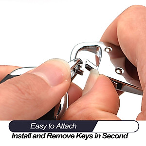 MECHCOS Metal Keychain Car Fob Key Chain Holder Clip with Detachable Valet Key Ring & Anti-Lost D-Ring for Men and Women