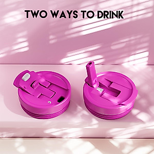 Meoky 32 oz Tumbler with Handle and Flip Straw, 100% Leakproof Tumbler with Lid and Straw, Stainless Steel Insulated Cup, Cupholder Friendly, Keeps Cold for 24 Hours (Celebration)