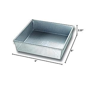 USA Pan Bakeware Square Cake Pan, 9 inch, Nonstick & Quick Release Coating, Made in the USA from Aluminized Steel
