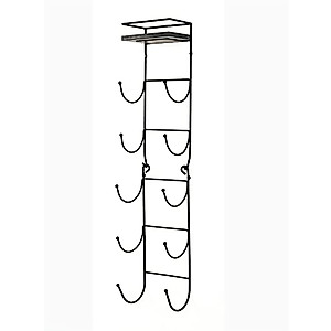 SODUKU Towel Rack Multifunctional Wall Mount Towel Wine Rack with Top Shelf Metal Towel Racks Storage Organizer Holder for Bathroom Bath Kitchen Black