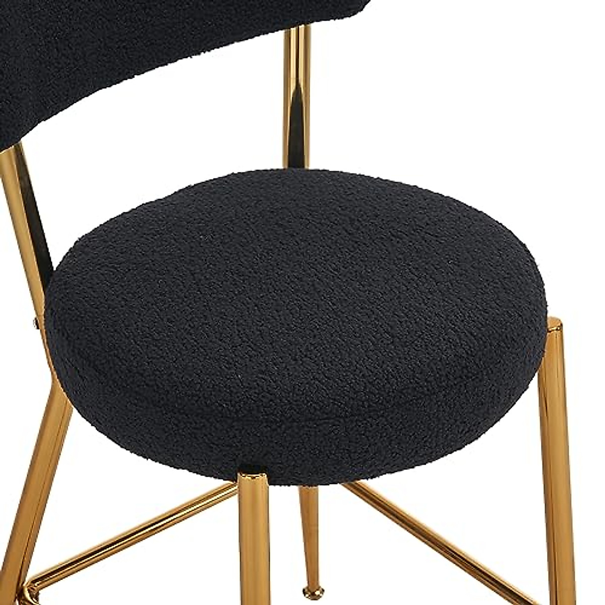 RIGHTPARTS Boucle Bar Stools Set of 2, 24 inch Modern Counter Height Bar Stools, Kitchen Island Stool Dining Chairs Tall Barstools with Backrest Fabric Upholstered Padded Metal Legs (2, Black 01)