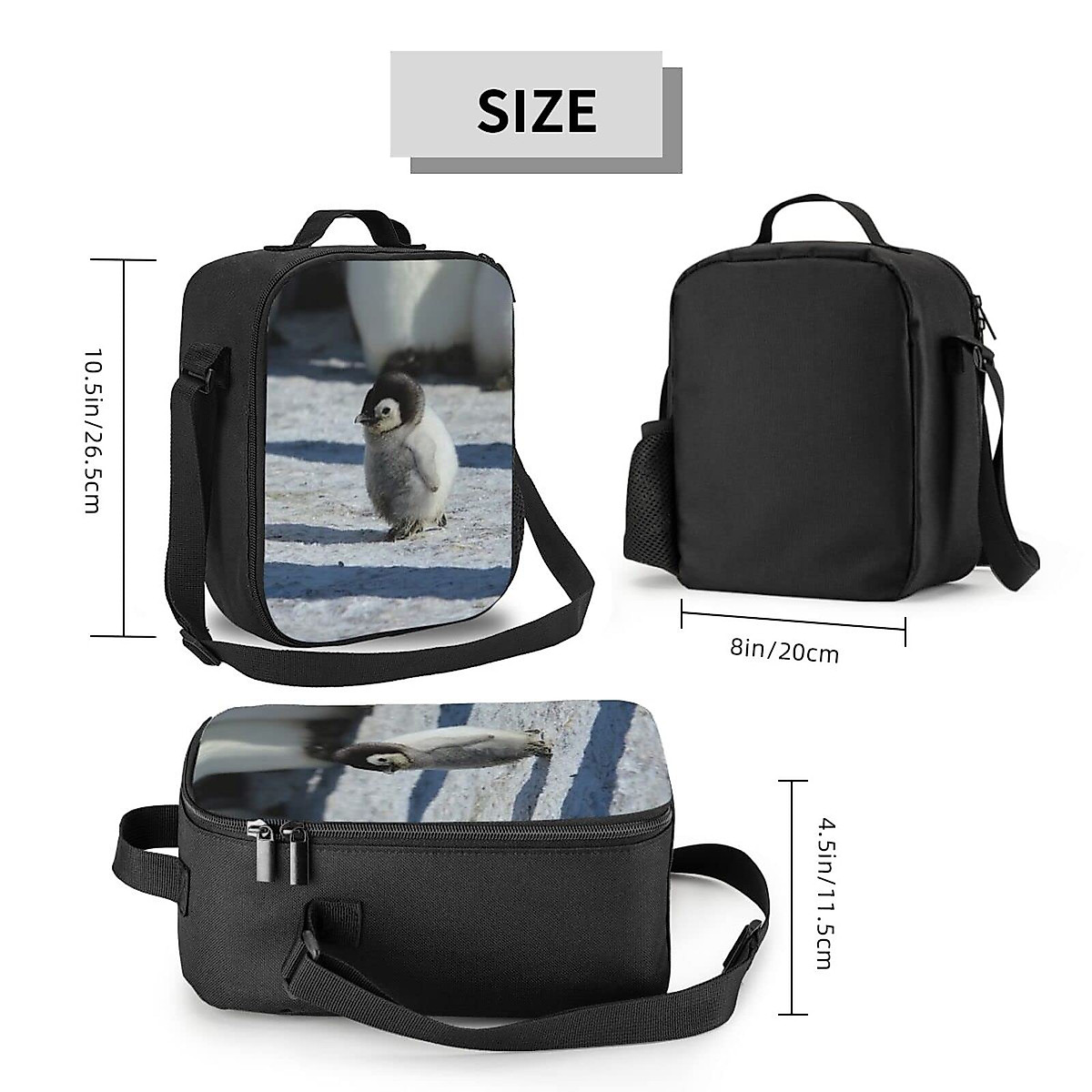 Cute Penguins Lunch Box Picnic Bags Animal Tote Insulated Portable Penguins Decor Container Meal Bag