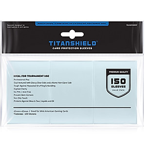 TitanShield (150 Sleeves) Clear Mini American Size Board Game and Matte Card Sleeves