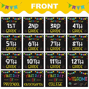 PETCEE First Day School Sign - 15 Grades First and Last Day of School Sign 8 x 10 for Kids Girls Boys Reusable Preschool Kindergarten to College Gifts