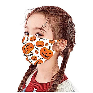 5Pcs Cute Halloween Facemasks For Kids Children Mercerized Cotton Cartoon Breathable Washable Reusable Face_Mask