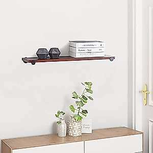 Coral Flower Floating Shelves for Wall Mounted, Rustic Wood Wall Storage Shelve for Home-office Decor, Bedroom, Bathroom, Livingroom, Kitchen, Brown, 31 inches