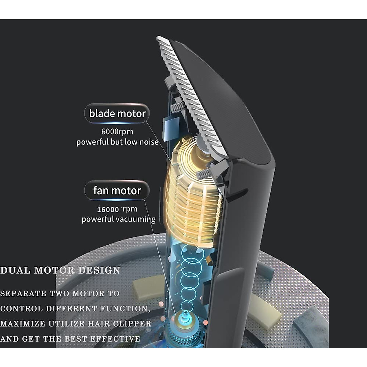 Professional Hair Clippers for Men Baby Beard Trimmer Kits, Vacuum Hair Trimmer for Kid/Men with Magnetic Shell, Cordless Men Hair Trimmers with Large Storage Space & Rechargeable & IPX7 Waterproof