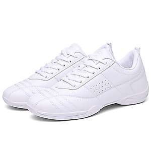 DADAWEN Adult & Youth Cheer Shoes Girls White Cheerleading Shoes for Women Dance Shoes Athletic Sport Training Tennis Breathable Competition Cheer Sneakers White US Size 3.5 M Big Kid