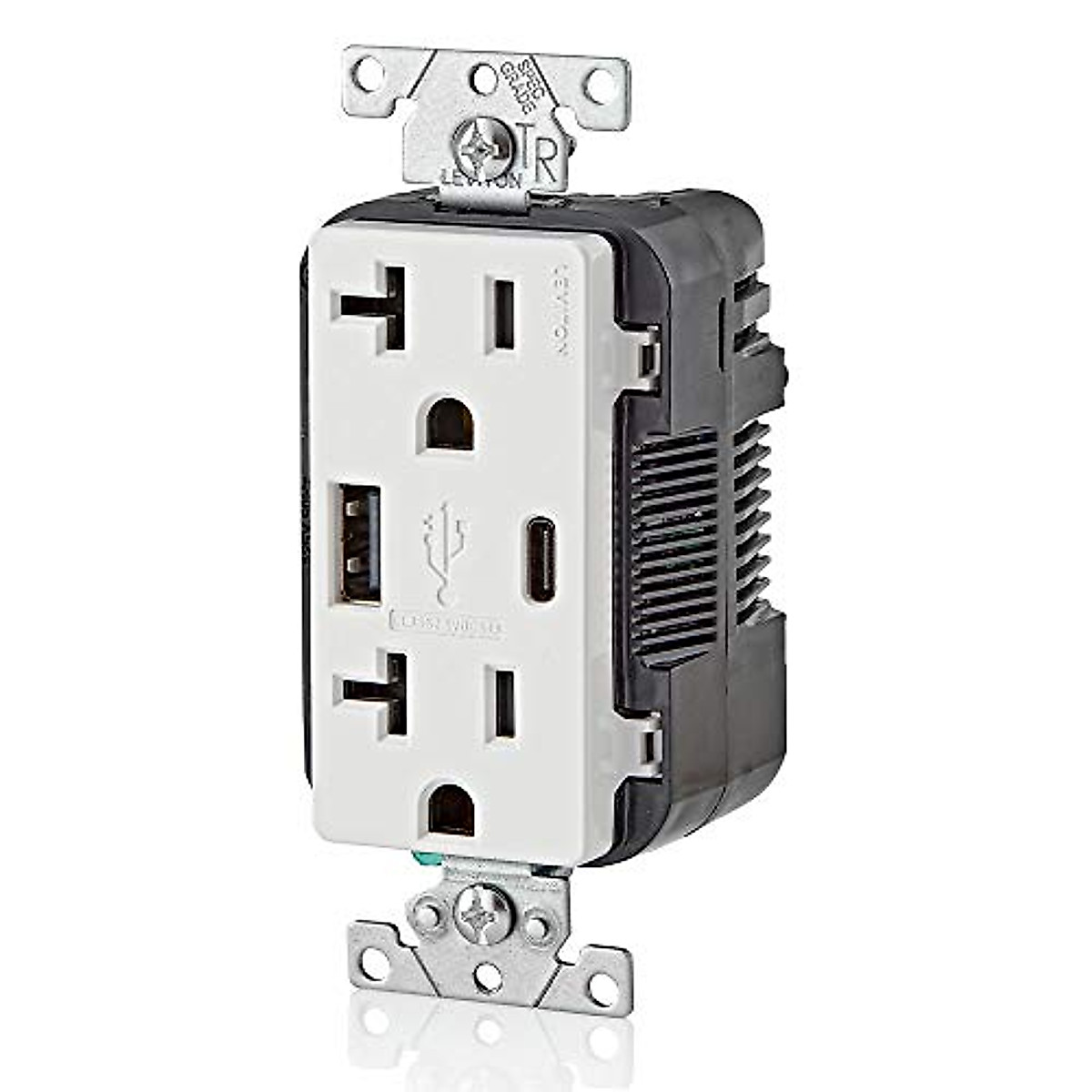 Leviton T5833-W 20-Amp Type-C USB Charger/Tamper Resistant Receptacle, White