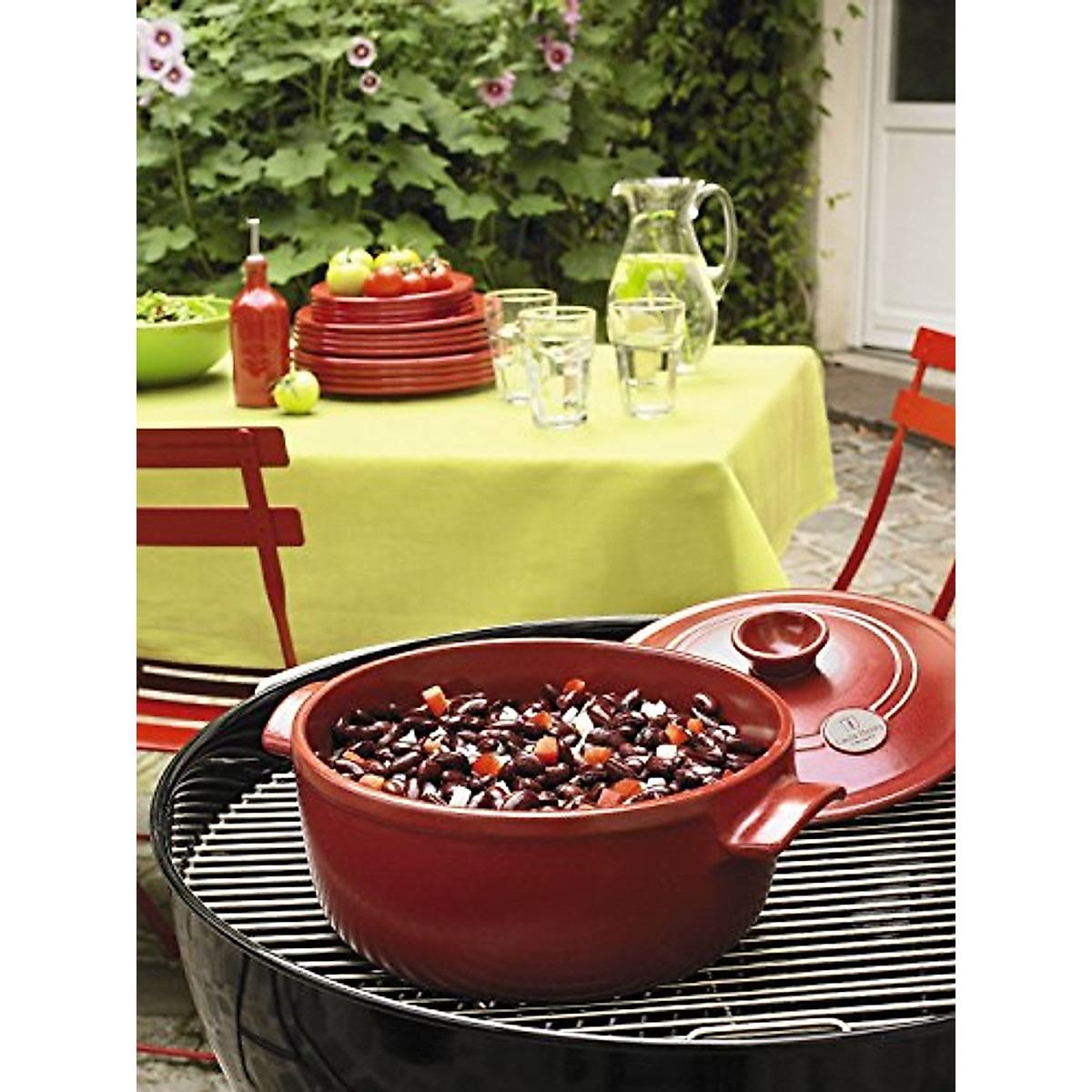 Emile Henry Flame Round Stewpot Dutch Oven, 4.2 Quart, Burgundy