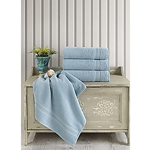 Blue Bath Towels 27" x 54" Quick-Dry High Absorbent 100% Turkish Cotton Towel for Bathroom, Guests, Pool, Gym, Camp, Travel, College Dorm, Shower (Blue, 4 Pack Bath Towel)