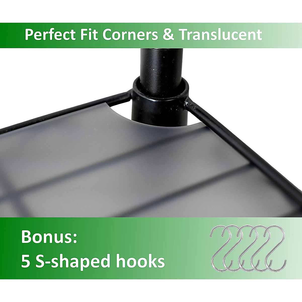 ACHub Wire Shelf Liners 18 x 48, Set of 5 & Bonus S-Shaped Hooks, Waterproof, Heavy Duty, Translucent Plastic Liners for Wired Rack Shelving Grey