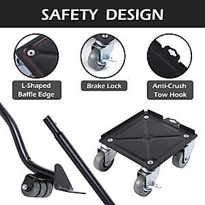 LOYAL TIGER Furniture Dolly,Furniture Mover Pro Set,Furniture Lifter with 4 360° Rotatable Rubber Universal Wheels，Carbon Steel Panel Furniture Movers，Maximum Load 1763LBS.