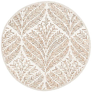 SAFAVIEH Capri Collection 5' Round Ivory/Brown CPR208T Handmade Premium Wool Area Rug