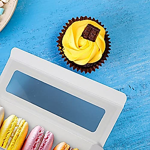 30 Pack Macaron Boxes Packaging for 5 to 7 Macarons with 60 Pcs Stickers for Home DIY Baking Gift(White)