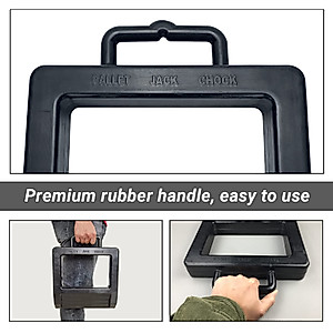 Rubber Heavy Duty Pallet Jack Wheel Chock 2 Pack, Premium Pallet Jack Stopper for Truck 14.2" Length x 11.2" Width x 2" Height (Black, 2 Packs)