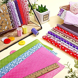 100 Pcs 10 x 10 Inches Cotton Fabric Square No Repeat Patchwork Fabrics Cotton Printed Floral Craft Fabric Patchwork Bundles Flower Quilting Fabric Craft for DIY Sewing Cloths Handmade Accessories