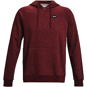 Under Armour Mens Rival Fleece 1/2 Zip Hoodie, (690) Chestnut Red Light Heather / / Onyx White, X-Large