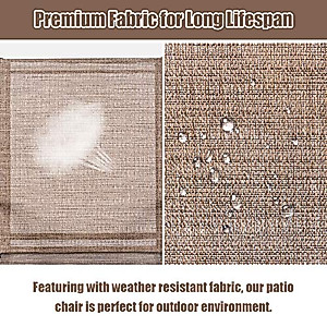 Giantex 2 Piece Patio Chairs, Outdoor Camping Chairs with Breathable Fabric, Set of 2 Garden Chairs with Armrest High Backrest for Garden Patio Pool Beach Yard Space Saving (1, Brown)