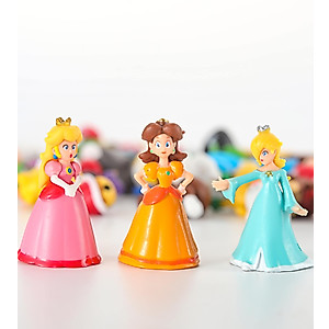 48pcs Super Bros Character Cake Toppers Figures Toys, Birthday Party Cupcake Decorations, Collection Playset 1.2 "- 2.8"