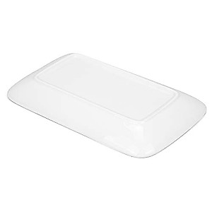 Foraineam Set of 8 Pieces 8 Inch Rectangular Porcelain Platters Dessert, Appetizer, Salad Plates White Serving Trays