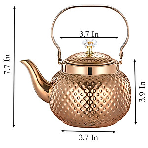 1.3 Quart (1.2 L) Tea Kettle with Tea Leakage, Thick Food Grade Stainless Steel Teakettle is Best for Boiling Water, Brewing Tea, and Making Coffee (Rose Gold)