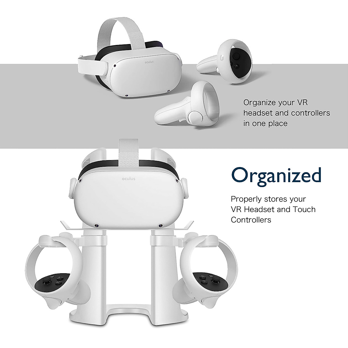 TNP VR Headset Stand for Oculus Quest 2 Holder Touch Controller Display Stand Docking Station White, Meta Quest 2/ Quest/Rift/Rift S/Samsung Odyssey VR Stand/Valve Index/HTC Vive/Valve Index