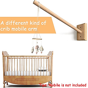 Crib Mobile Wooden Arm, Wall Mounted Suitable for All Cribs 100% Natural Larch Hanger Nusery Decor Baby Room Safe Holder(Mobile is not Included ）