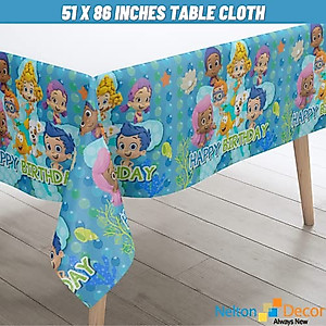 Nelton Birthday Party Supplies For Bubble Includes Banner - Backdrop - Table Cloth - Cake Topper - 20 Cupcake Toppers - 20 Balloons