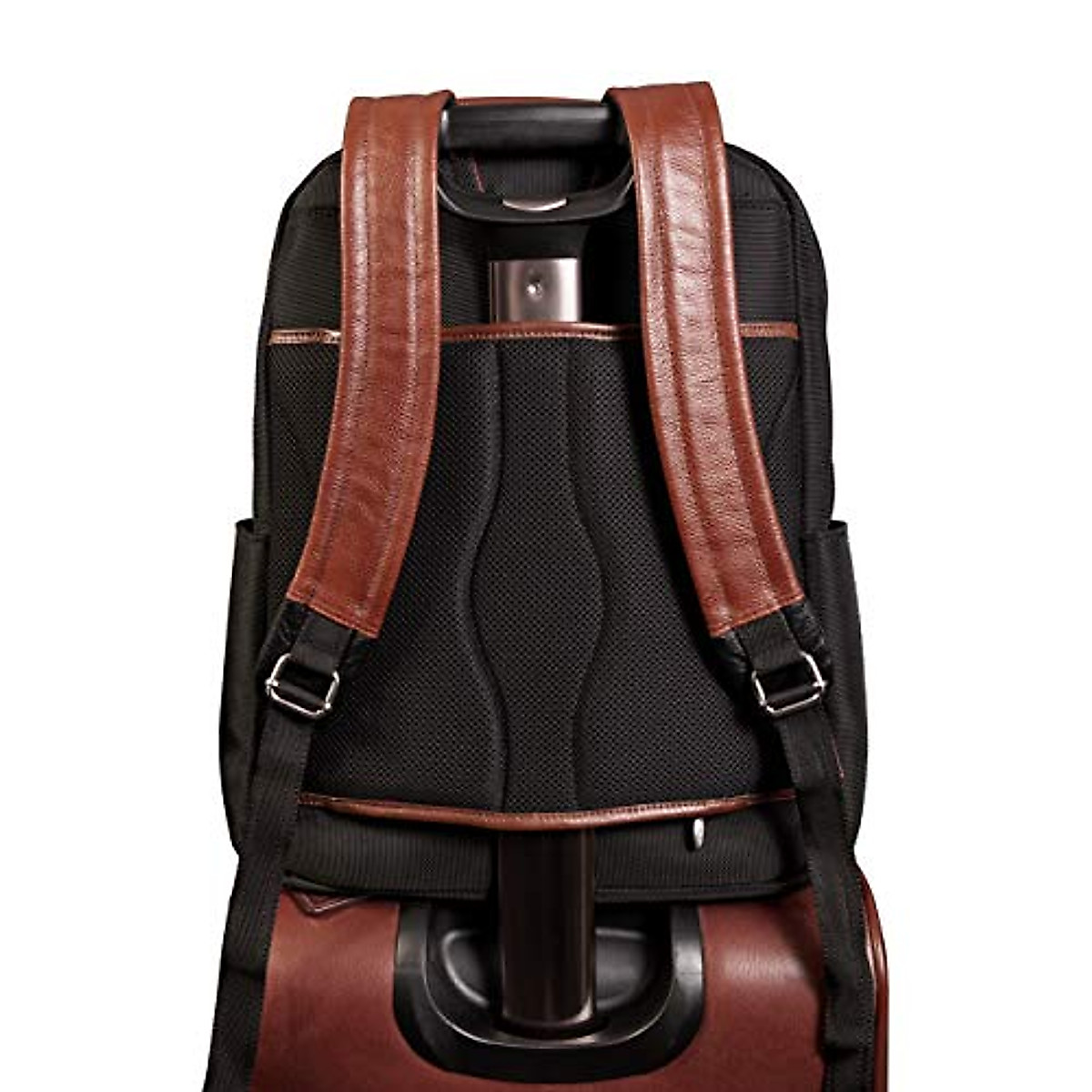 McKlein Logan, 1680D Ballistic Nylon with Leather Trim, 17" Nylon, Two-Tone, Dual-Compartment, Laptop & Tablet Backpack, Black (79085)