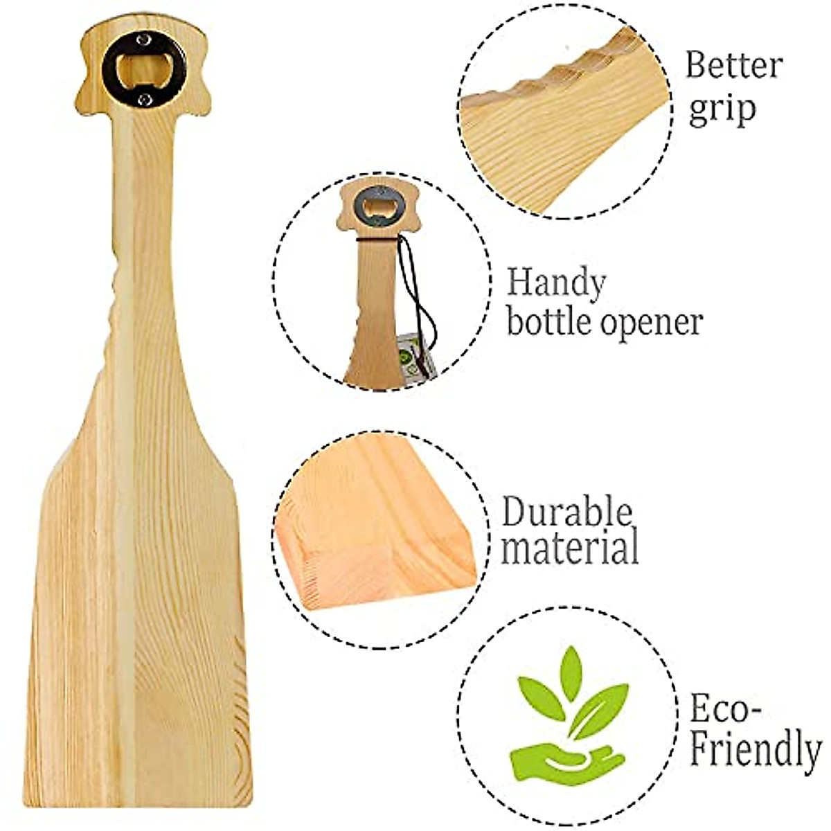 Wood Grill Scraper,Wooden Grill Cleaner Bristle Free,Wood Grill Brush BBQ Scrapers with Bottle Opener Natural Safe Cleaning Scraper for Top and Between Barbecue Grates