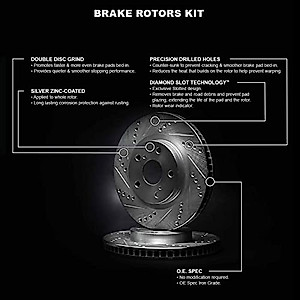 R1 Concepts Rear Brake Rotor Kit |Brake Rotors| Brake Disc |Drilled and Slotted| WGPN1-74039