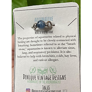 Devil Blue Aquamarine 6mm Bead Ring in Stainless Steel- Silver-Bronze-Copper- Black Iron-Titanium-Niobium-14K Gold-14K Rose Gold Hand Hammered Ring Sizes 4-16 March Birthstone