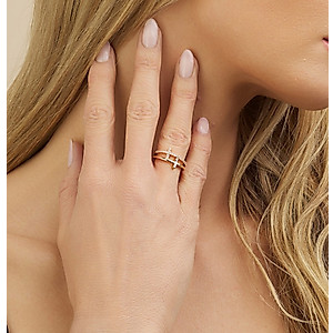 Barzel 18k Gold Plated Cubic Zirconia Double Cross Ring (Gold, 7)