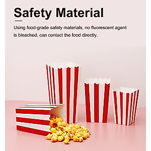 AIROLDI 28Pcs Popcorn Boxes - Mini Paper Popcorn Box, White and Red Stripes Pop Corn Snack Container for Movie Night Carnival Party Supplies (Classic Red)