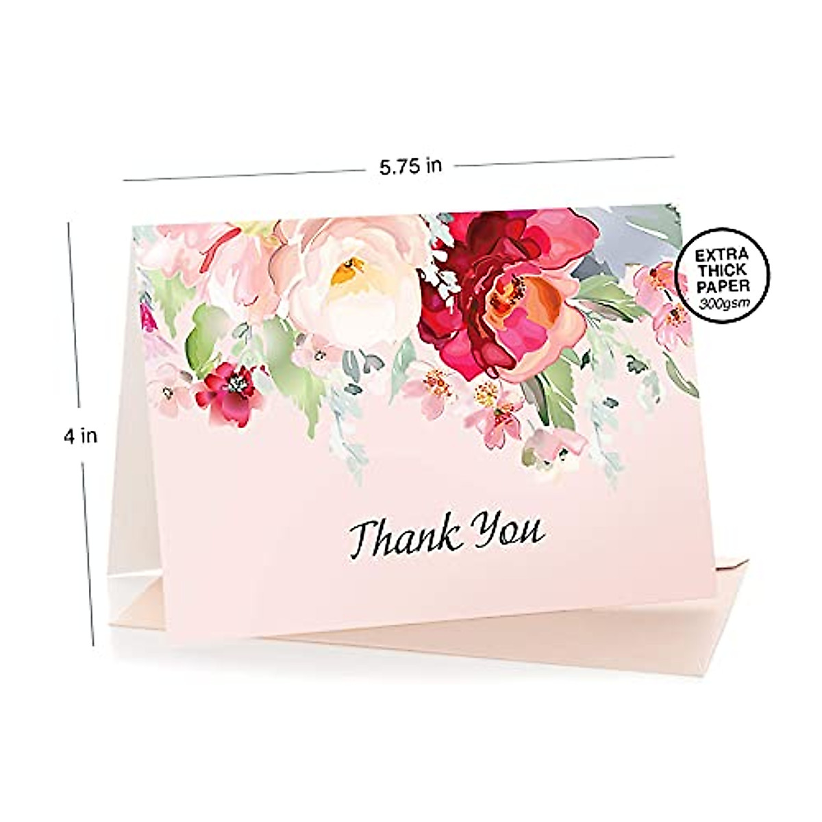 Bilinny Thank You Cards With Envelopes Bulk 100 Pack - Extra Thick Cards In Beautiful Gift Box.