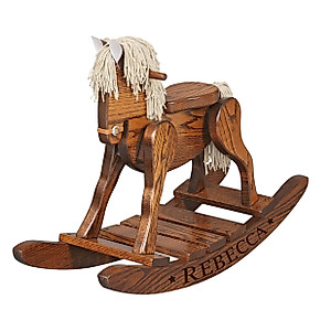 LifeSong Milestones Personalized Solid Oak Wooden Rocking Horse Butterfly Toy for Toddlers Children and Kids Housewarming Nursery Gift Handcrafted in The USA Size: Measures 34" L x 11.5" W x 24" H