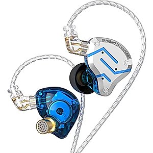 KZ ZS10 Pro Noise Cancelling Monitor Headphones,4BA+1DD 5 Driver in-Ear HiFi Metal Earphones with Stainless Steel Faceplate, 2 Pin Detachable Cable(Meteor Blue,Without Mic)
